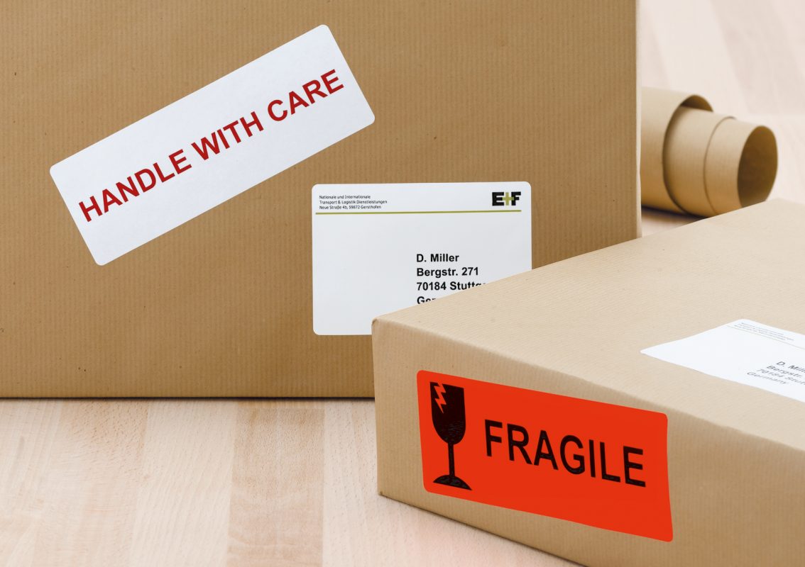 Labels for Shipping and Warning Notes A4, 50 x 142mm, Neon-Red ...